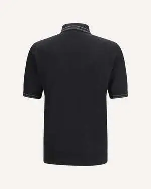 Dolce & Gabbana Silk Polo With Collar And Short Sleeves - Black