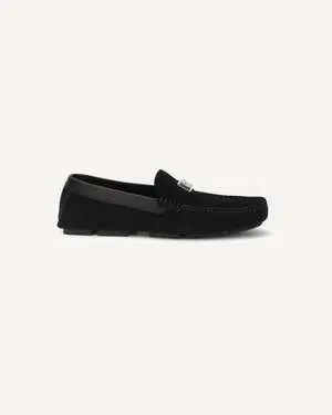 Dolce & Gabbana Suede Loafers With Dg Driver Base - Black
