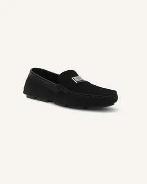 Dolce & Gabbana Suede Loafers With Dg Driver Base - Black