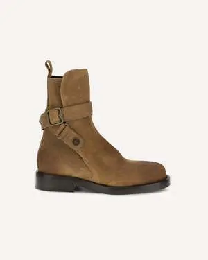 Burberry Suede Buckled Ankle Boots - Brown