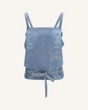 DIESEL® De-sayra Denim Top With Open Back - Blue