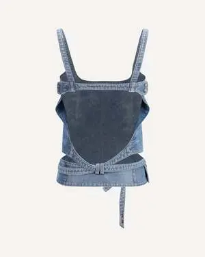 DIESEL® De-sayra Denim Top With Open Back - Blue