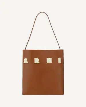 Marni Leather Tote Bag With Contrasting Logo
