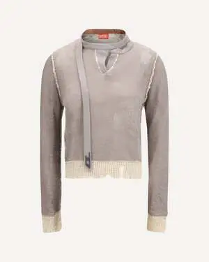 DIESEL® Distressed Knit Sweater With Cut-out Detail