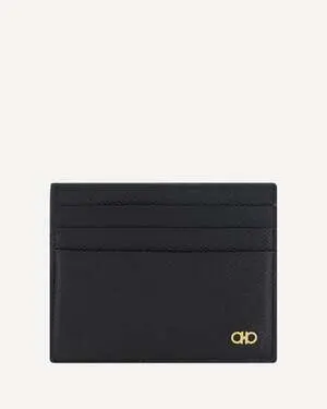 FERRAGAMO Leather Card Holder - Black