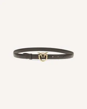 Pinko Love Berry Leather Belt With Love Birds Logo Buckle - Brown