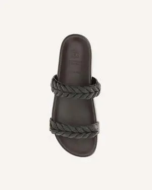 Brunello Cucinelli Braided Strap Leather Sandals