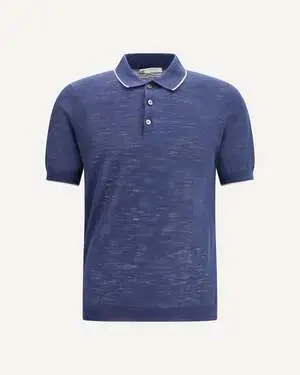 BROOKSFIELD Linen Blend Polo - Blue