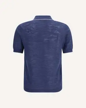 BROOKSFIELD Linen Blend Polo - Blue