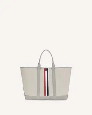 Thom Browne THOM BROWNE Canvas Tote Bag With Leather Details Grey