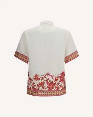 Etro Linen Hirt With Floral Print And Hort Leeve