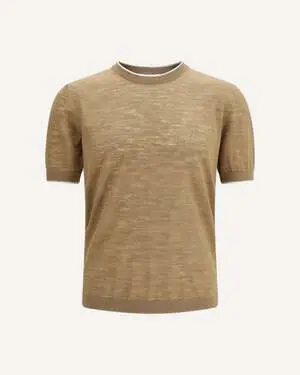 BROOKSFIELD Short-sleeved Linen Blend Shirt - Beige