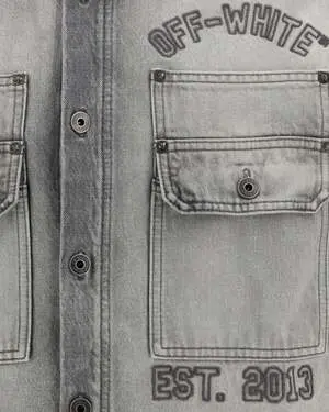 Off-White Diag Miitary Overshirt In Denim Mae - Grey