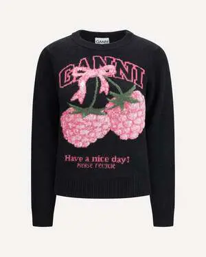 GANNI Graphic Raspberry Detail Sweater