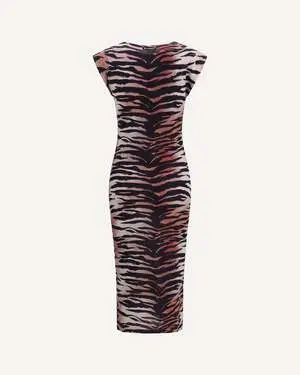 Pinko Tiger Print Short Sleeve Dress