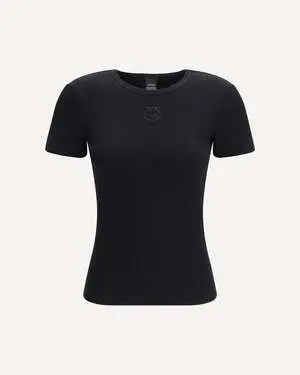 Pinko Brugherio T-shirt With Embroidered Love Birds Logo - Black