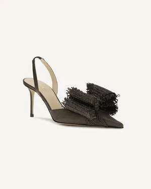 Mach & Mach Le Cadeau Pumps With Raffia Bow Detailing - Brown