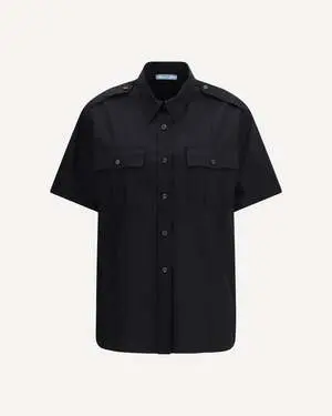 Prada Short-sleeve Poplin Shirt With Classic Collar