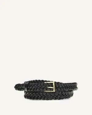 Bottega Veneta Solo Woven Leather Belt - Black