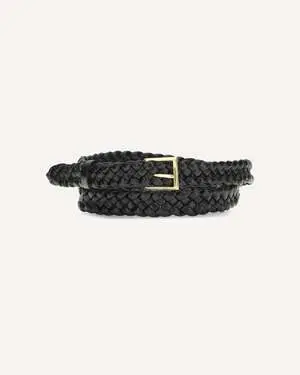 Bottega Veneta Solo Woven Leather Belt - Black