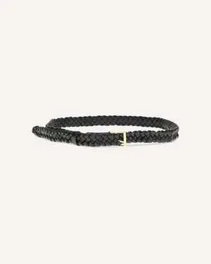 Bottega Veneta Solo Woven Leather Belt - Black