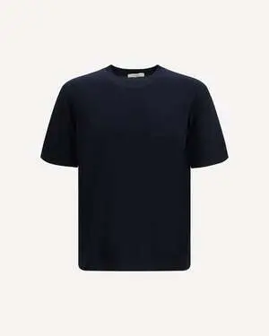 PIACENZA CASHMERE 1733 Short-sleeve Crewneck Sweater - Blue