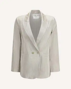 FORTE_FORTE Double-breasted Jacket In Linen And Lurex With Jewel Buttons