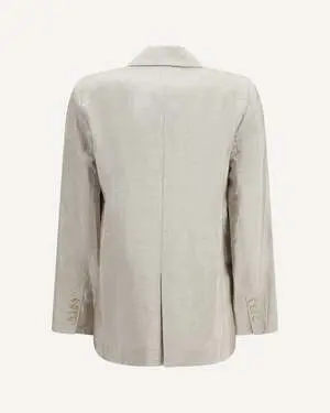 FORTE_FORTE Double-breasted Jacket In Linen And Lurex With Jewel Buttons