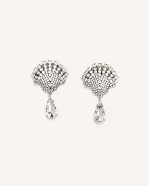 Alessandra Rich Crystal Embellished Drop Earrings - Silver