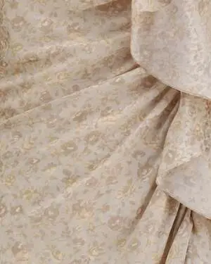 Alessandra Rich Jacquard Draped Dress With Flounces - Cream