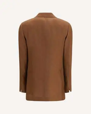 LARDINI Double-breasted Linen Blazer - Brown