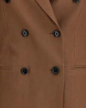 LARDINI Double-breasted Linen Blazer - Brown