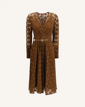 Max Mara Agrume Midi Dress In Lace - Brown