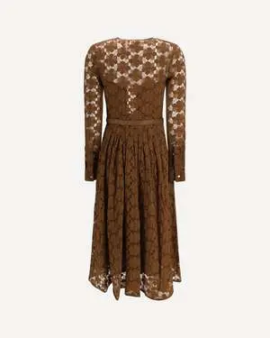Max Mara Agrume Midi Dress In Lace - Brown