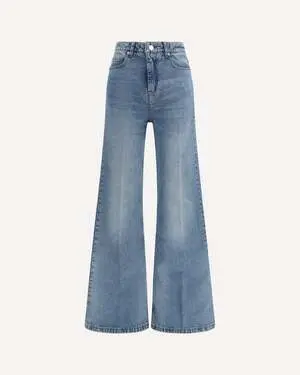 AMI Paris Flared Jeans In Denim - Light Blue