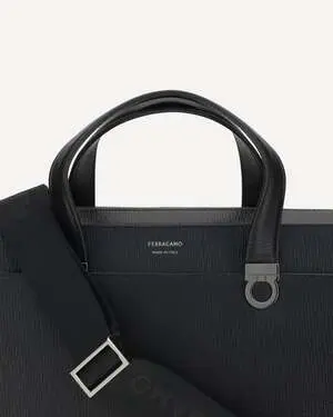 FERRAGAMO Gancini Business Handbag - Black