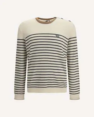 Prada Jacquard Wool And Cotton Blend Striped Sweater