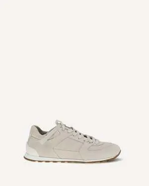 Brunello Cucinelli Suede Lace Up Sneakers - Cream
