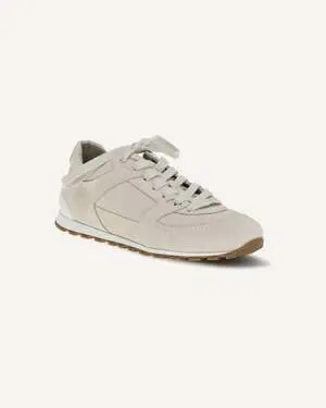 Brunello Cucinelli Suede Lace Up Sneakers - Cream
