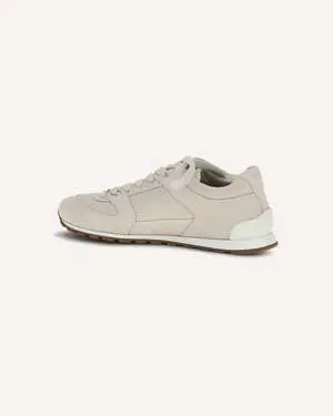 Brunello Cucinelli Suede Lace Up Sneakers - Cream
