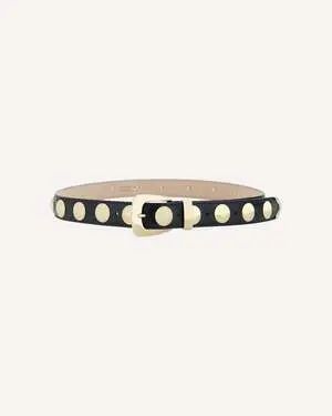 Khaite Benny Leather Belt With Gold Tone Studs