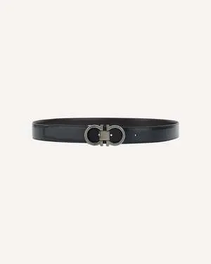 FERRAGAMO Gancini Leather Belt - Black