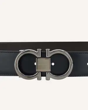 FERRAGAMO Gancini Leather Belt - Black