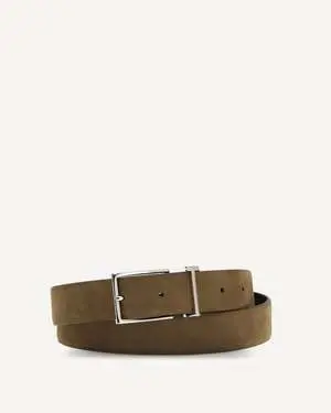 TOM FORD Suede Belt With Silver-tone Buckle - Brown