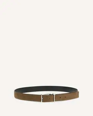 TOM FORD Suede Belt With Silver-tone Buckle