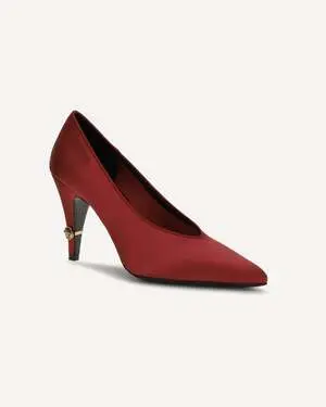 Versace Satin Pointed Toe High Heel Pumps - Red