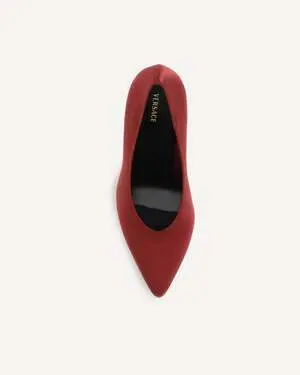 Versace Satin Pointed Toe High Heel Pumps - Red