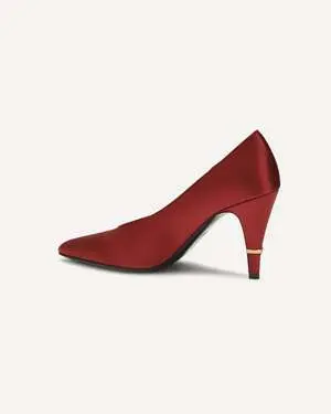 Versace Satin Pointed Toe High Heel Pumps - Red