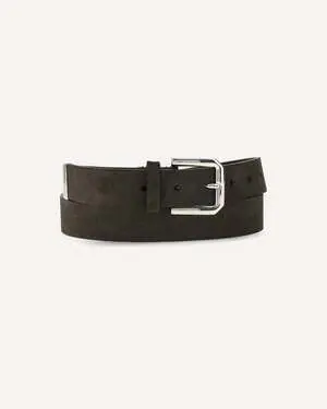 Brunello Cucinelli Suede Belt With Antique Gold-plated Buckle