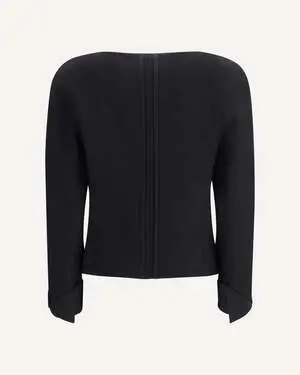 Chloé Collarless Fitted Jacket In Wool Crêpe - Black